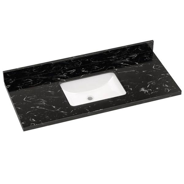 Zeafive 48 in. W x 22 in. D Engineered Stone Marble Rectangular Single ...