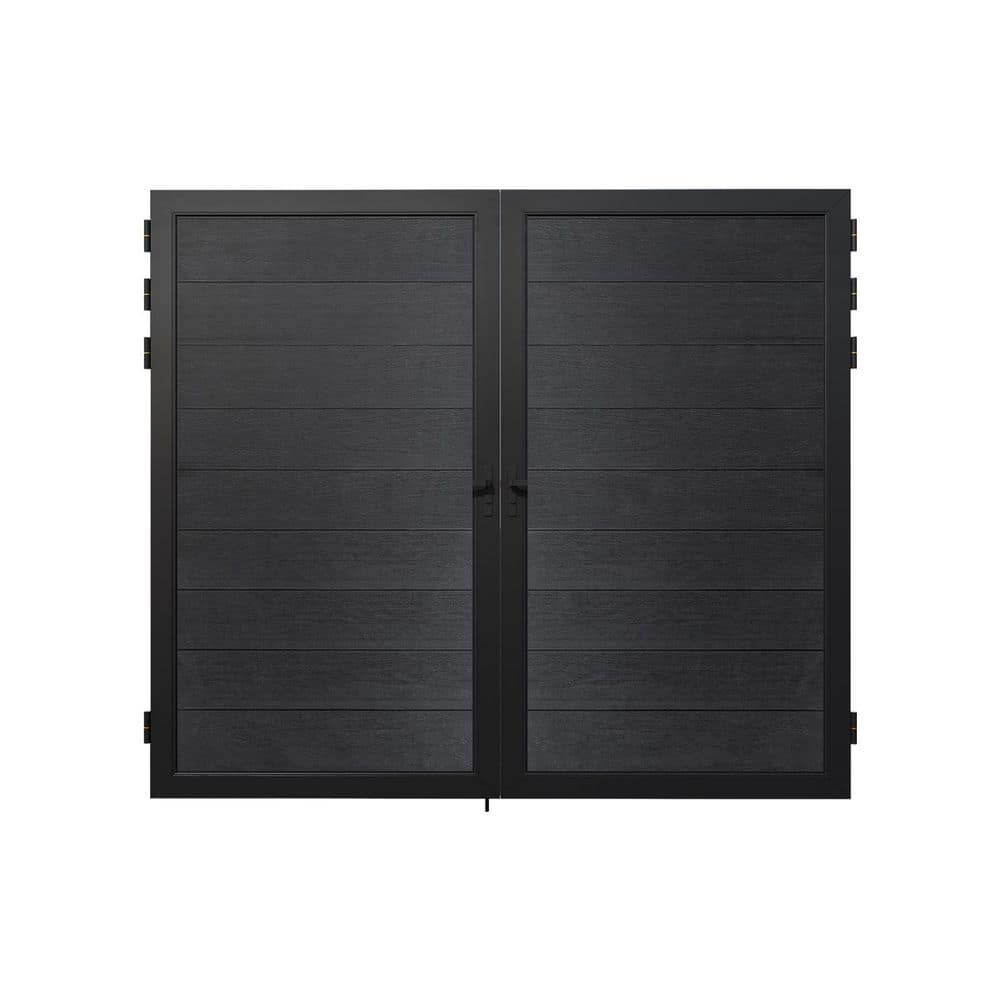 mondaria Outdoor 6 ft. W x 6 ft. H Black Composite Panel Fence Gate Kit ...