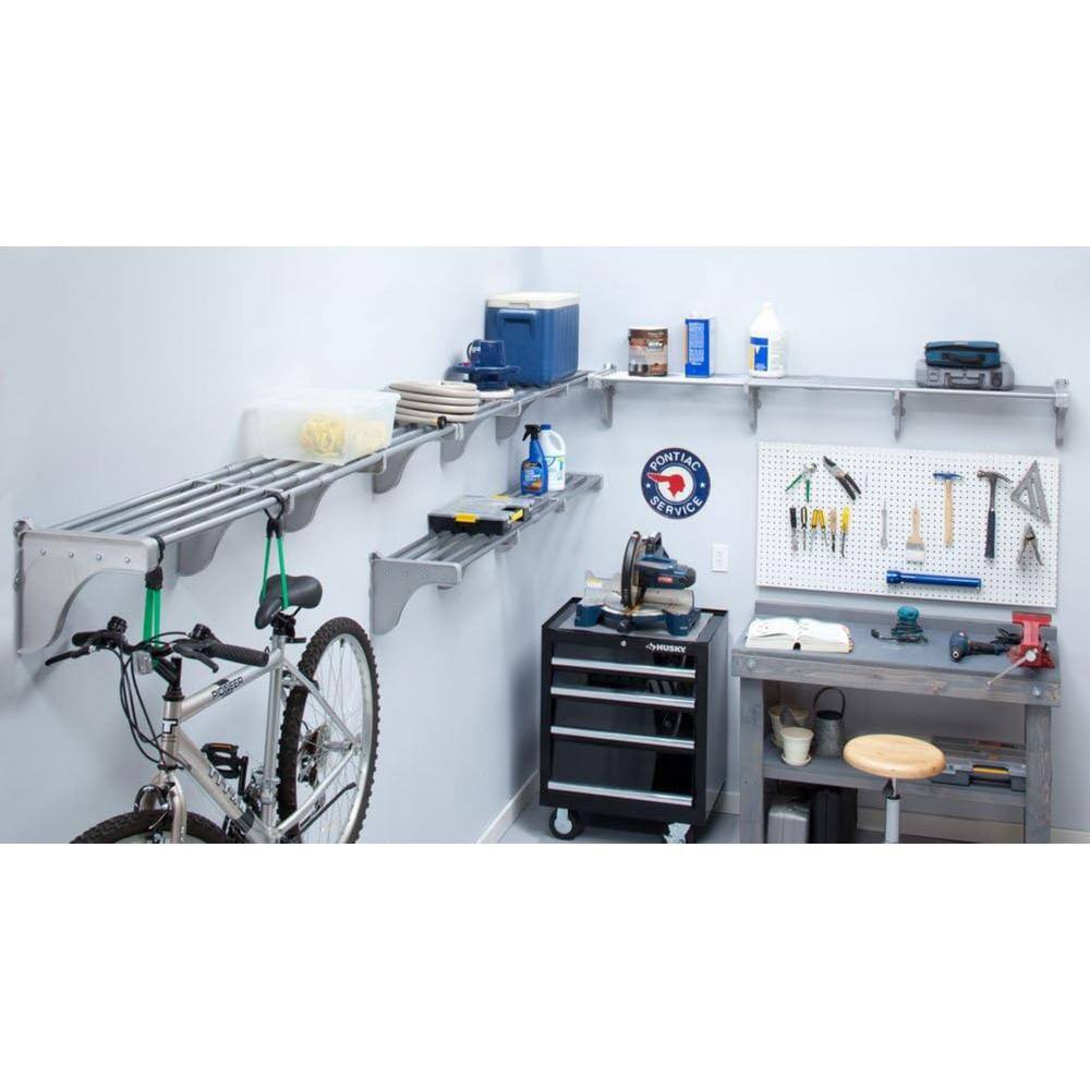 EZ Shelf 12 ft. Steel Closet Organizer Kit with 2-Expandable Shelf and ...