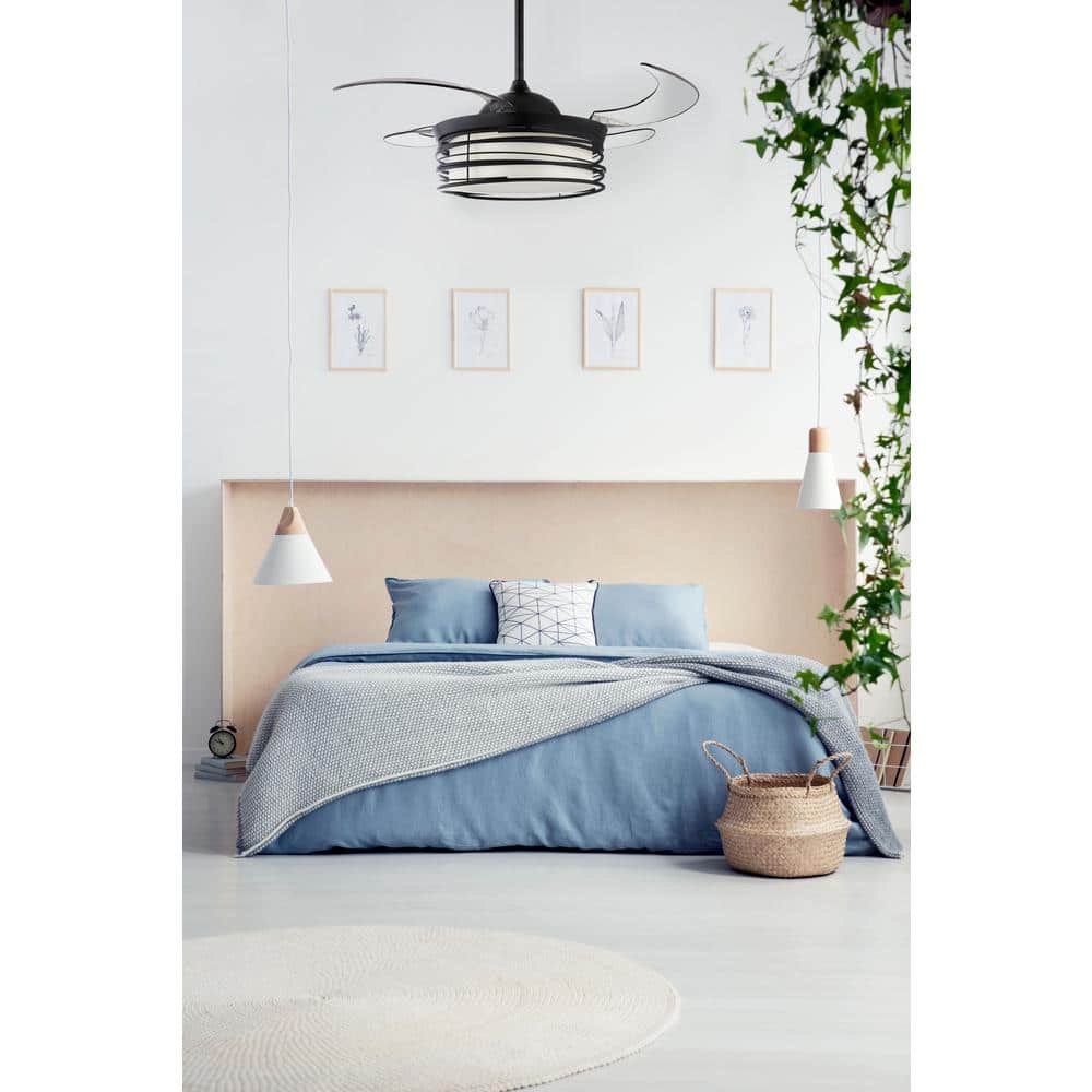 Fanaway Luna 48 in. Indoor Black Retractable Ceiling Fan with Light and ...