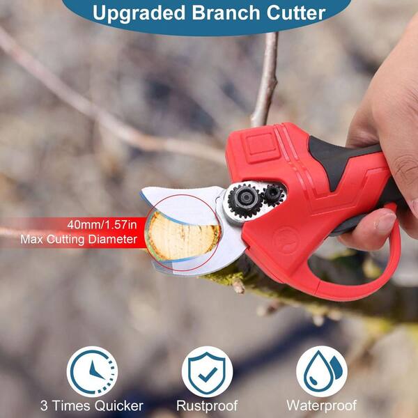 ITOPFOX 2.76 in. 21 Volt Cordless Electric Pruning Shears with 2 Rechargeable Batteries 1 Replacement Blade and Storage Box H2SA11 3OT065