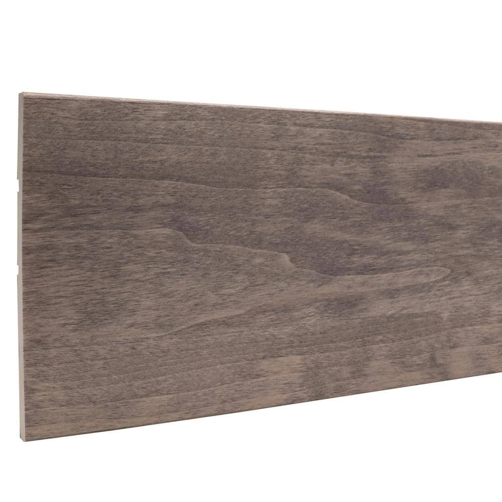 ORNAMENTAL 7/16 in. x 5-1/2 in. x 96 in. Prestained Gray Wood Base ...