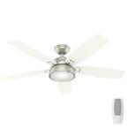 Hunter Channelside 52 in. LED Indoor/Outdoor Matte Nickel Ceiling Fan ...