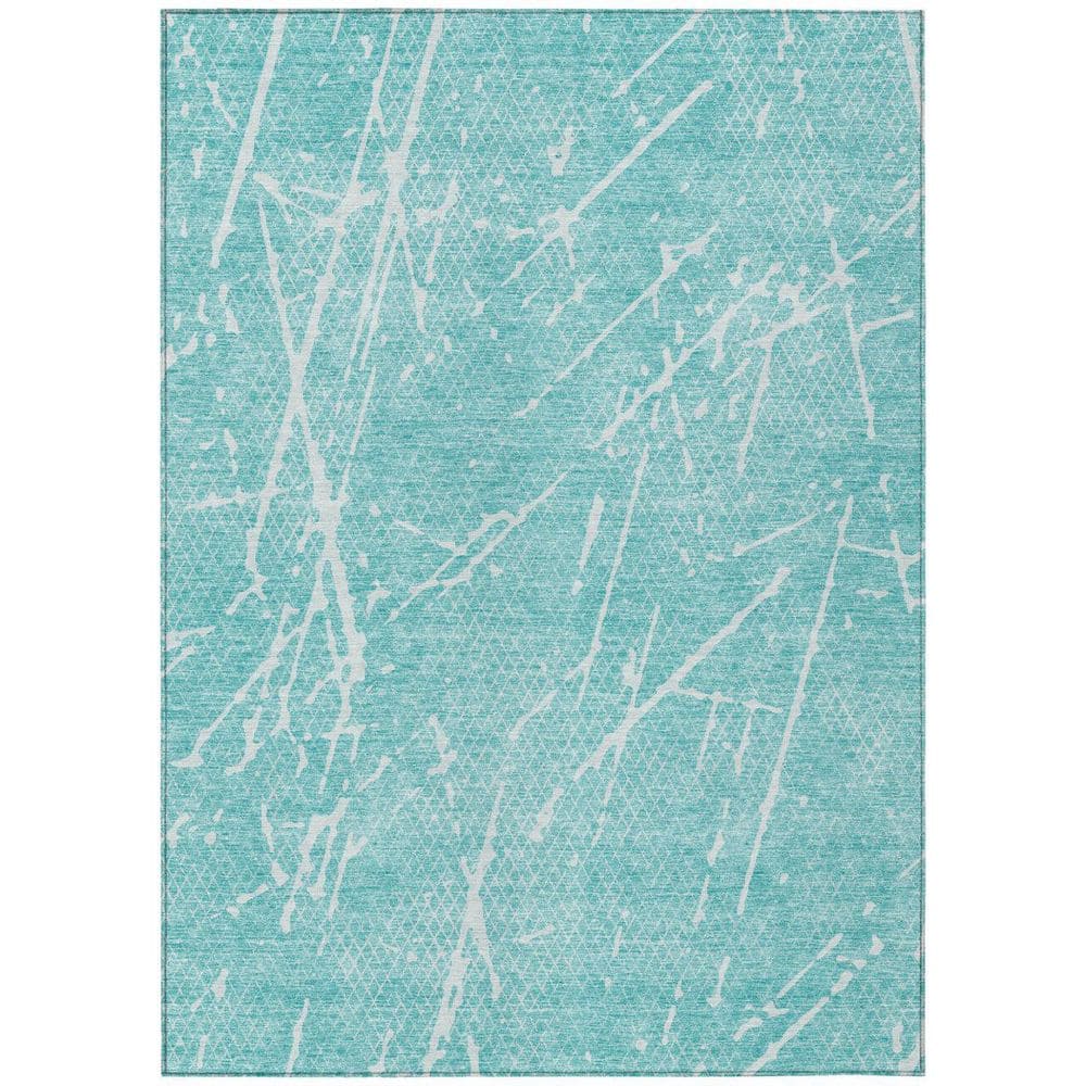 HomeRoots Teal Blue, Ivory 8 ft. x 10 ft. Woven Abstract Polyester ...