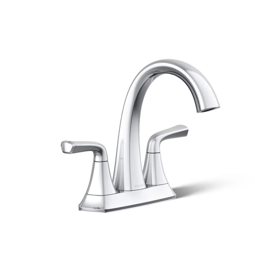 KOHLER Sundae 4 in. Centerset 2-Handles Bathroom Faucet in Polished ...