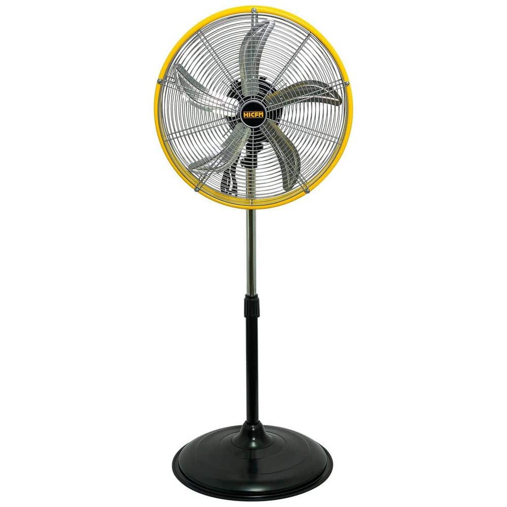 WOCK HiCFM 20 in. Yellow Pedestal Fan, 5000 CFM, 1/5 HP Motor ...