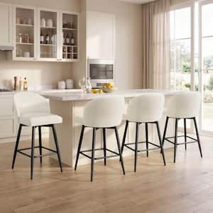Spruce & Spring Elvin 27.2 in. H Cream 360° Swivel Metal Frame Bar ...