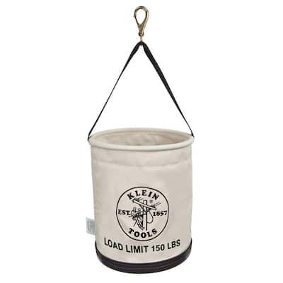 Klein Tools Canvas Bucket, Leather Bottom, Connection Points, 12-Inch ...