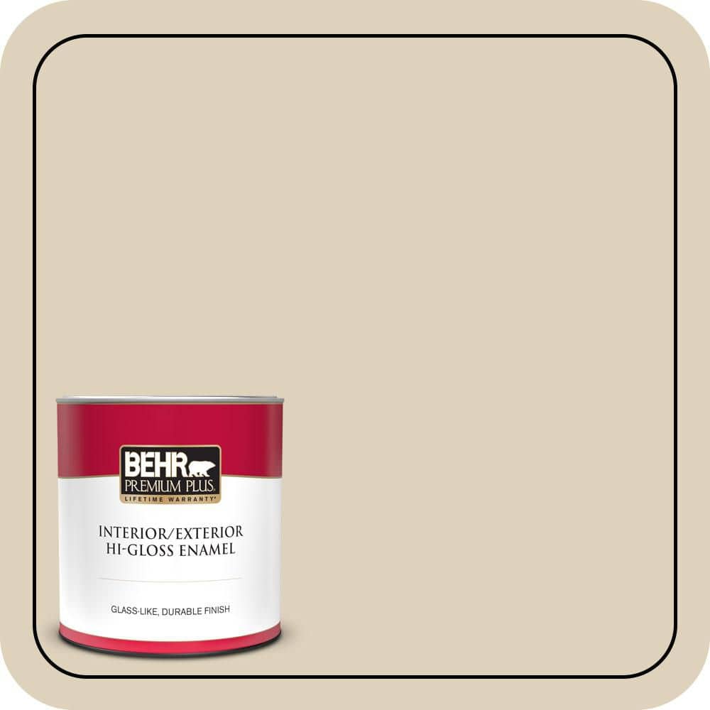 BEHR PREMIUM PLUS 1 qt. #PPU4-12 Natural Almond Hi-Gloss Enamel ...