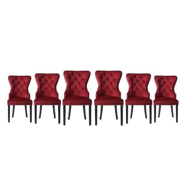 WESTINFURNITURE Brooklyn Red Tufted Velvet Dining Side Chair (Set of 6 ...
