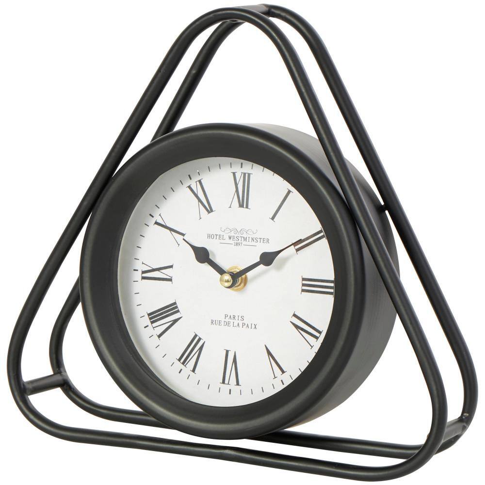 Litton Lane 10 in. x 10 in. Black Metal Geometric Clock with Open ...