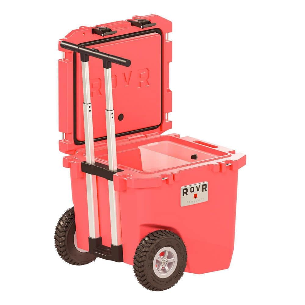 RovR RollR 45 qt. Wheeled Hard Cooler with Telescopic Handle (CORAL) R ...