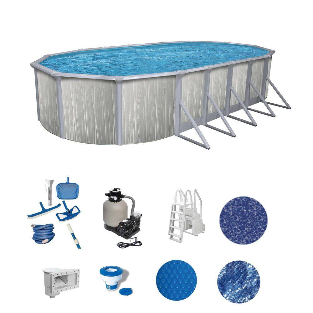 AQUARIAN Marion 12 ft. x 24 ft. Oval 52 in. Deep Hard Sided Above ...