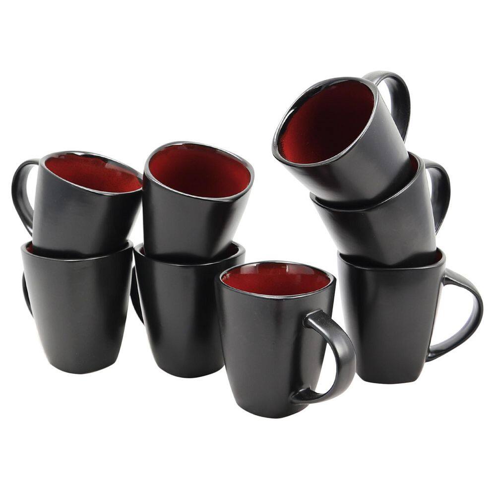 GIBSON ELITE Soho Lounge 8-Piece 14 oz. Square Ceramic Cup Set in Red ...