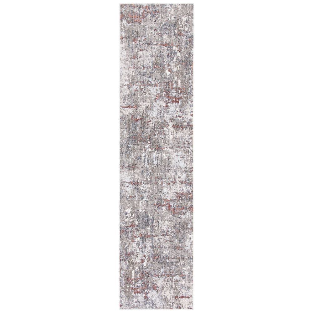 SAFAVIEH History 3 ft. x 10 ft. Light Gray/Terracotta Abstract ...