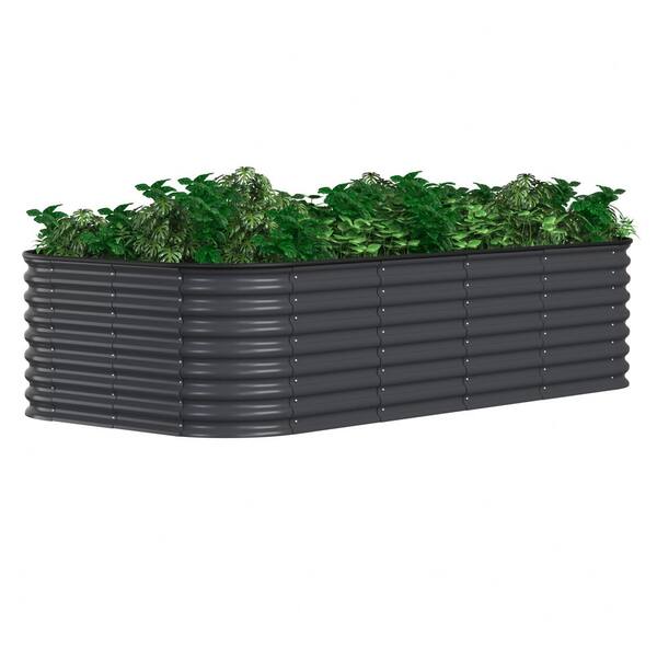 VEIKOUS 8 ft. x 4 ft. x 2 ft. Galvanized Steel Raised Garden Bed ...