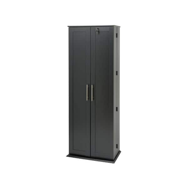 Prepac Black Locking Cabinet with Panel Doors Cabinet with CD Storage DVD Storage Cabinet with 17 Adjustable DVD Shelves BLS 0448 K The Home Depot