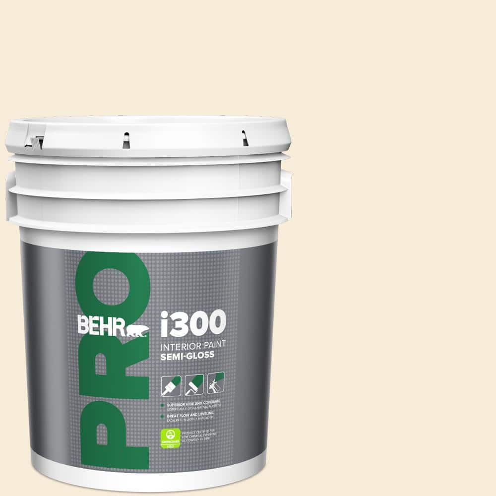 BEHR PRO 5 gal. #YL-W04 Linen White Semi-Gloss Interior Paint PR37005 ... BEHR PRO 5 gal. #YL-W04 Linen White Semi-Gloss Interior Paint PR37005 ...