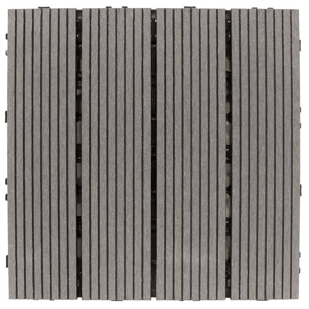 CREATIVE SURFACES 1 ft. x 1 ft. Composite Deck Tile in Slate (12 per ...