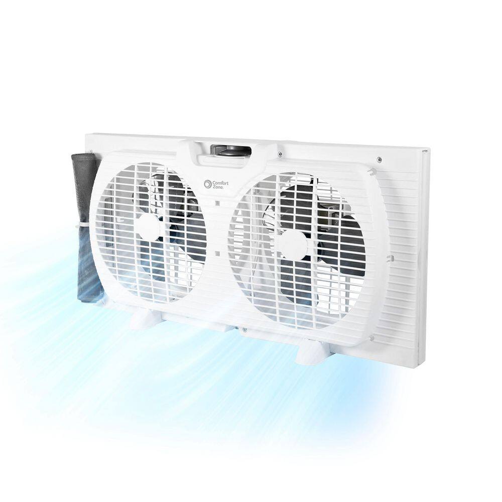 Comfort Zone 9 in. Electric Twin Window Fan with 3 Fan Speeds, Quiet ...