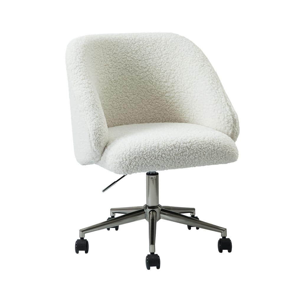 Ignaz Ivory Boucle Upholstered Task Chair with Adjustable Mental Base