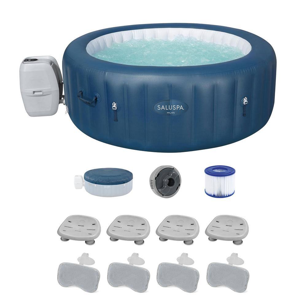 Bestway Milan 6-Person AirJet Inflatable Hot Tub with 4 SaluSpa Spa ...