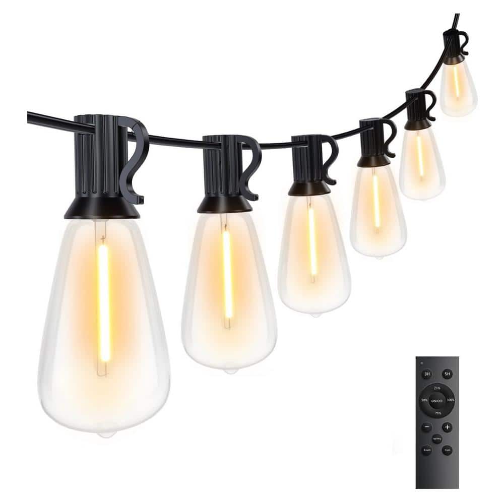 Lukyamzn 50 Light 100 ft. Outdoor Plug-in LED Hanging String Light with ...