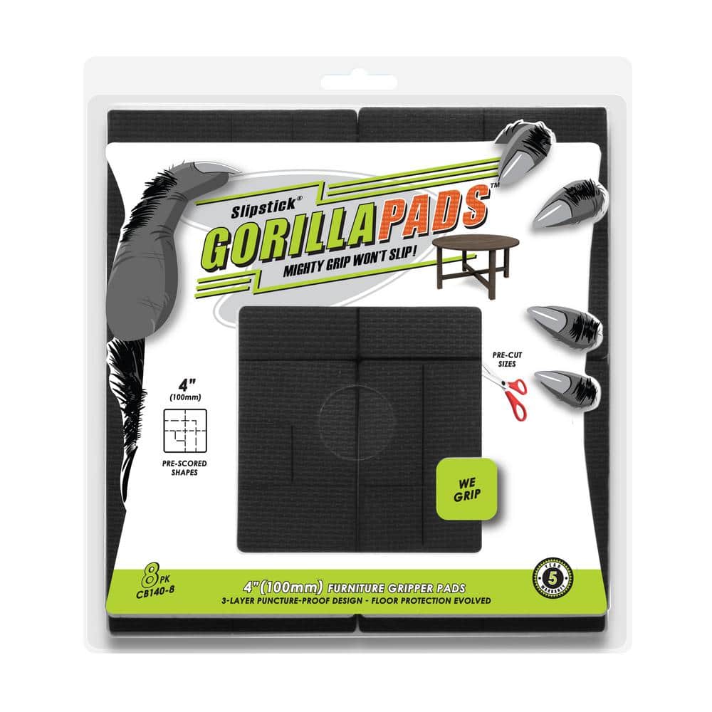 SlipStick GorillaPads 4 in. Square with Pre-scored Shapes Gripper Pads ...