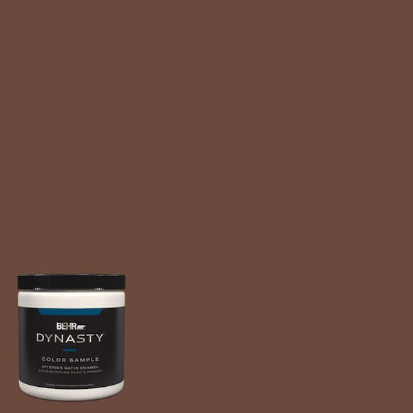 BEHR DYNASTY 8 oz. #BXC-45 Classic Brown Satin Enamel Stain-Blocking ...