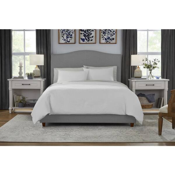 Home Decorators Collection Charcoal Gray Upholstered Platform King Bed with Curved Headboard B272 KM080