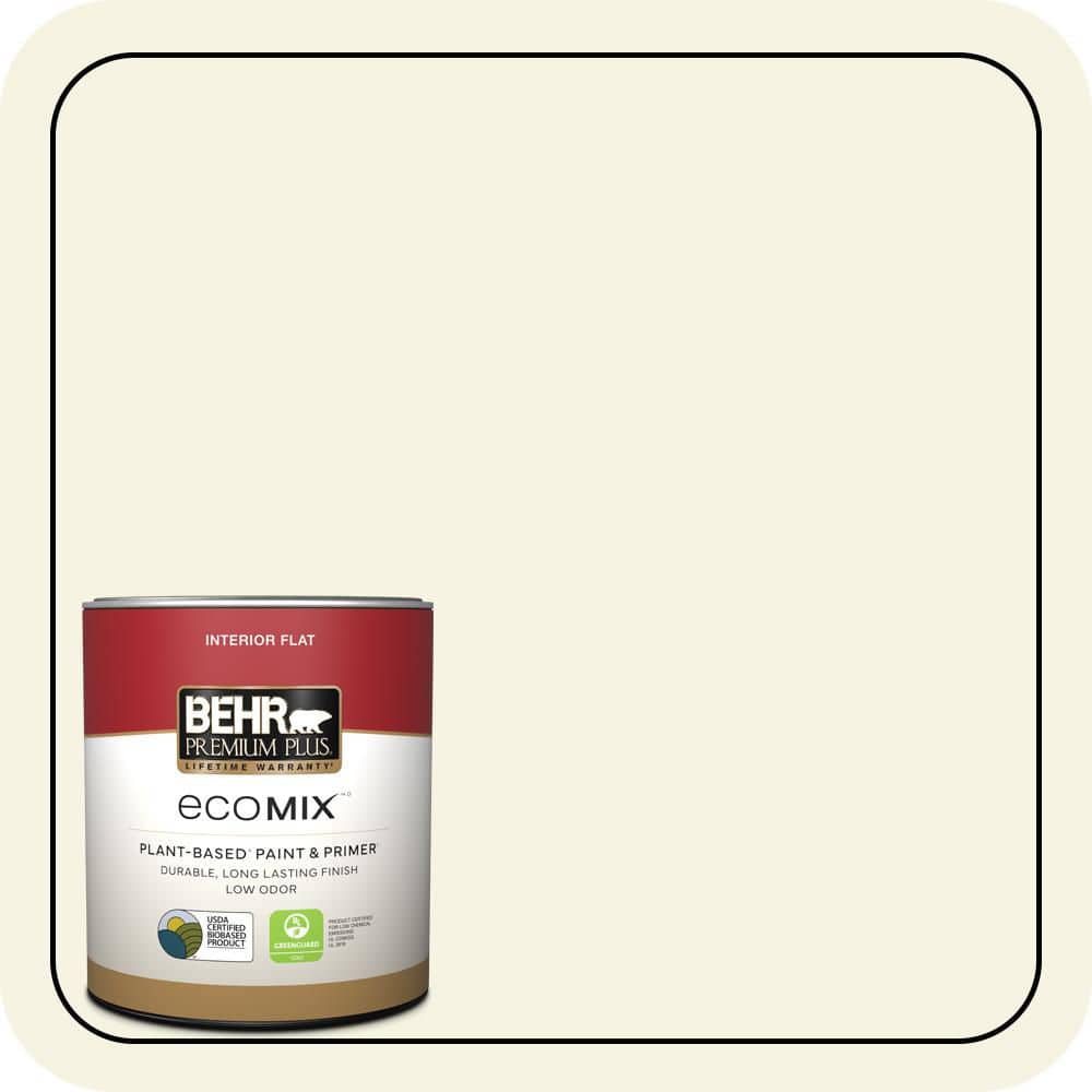 BEHR PREMIUM PLUS 1 qt. #M340-1 Cauliflower Flat EcoMix Plant-Based ...
