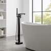 Runfine 1-Handle Freestanding Tub Faucet Bathtub Filler with Hand Shower in Matte Black RF425186 ...