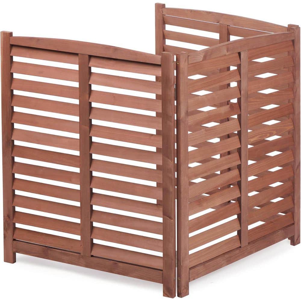 maocao hoom 32" W x 38" H 3-Panel Outdoor Air Conditioner Fence 3-Section Outdoor Wooden Screen ...