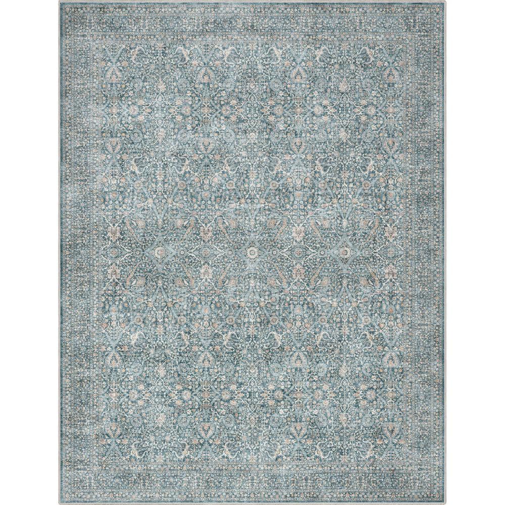 Well Woven Blue 9 ft. 10 in. x 13 ft. Flat-Weave Asha Isolde Vintage ...