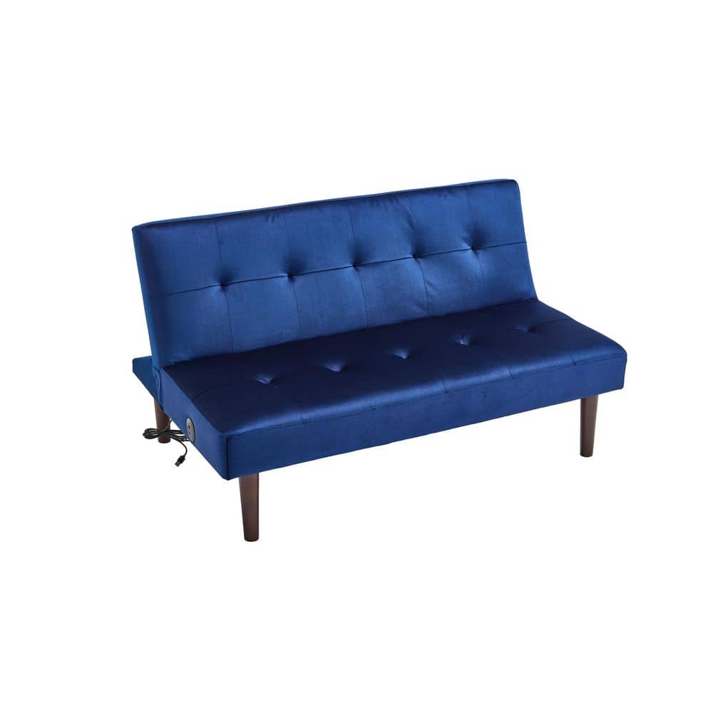 HOMEFUN 45 in. Blue Modern Flannelette Foldable Fashion Sofa Bed with ...