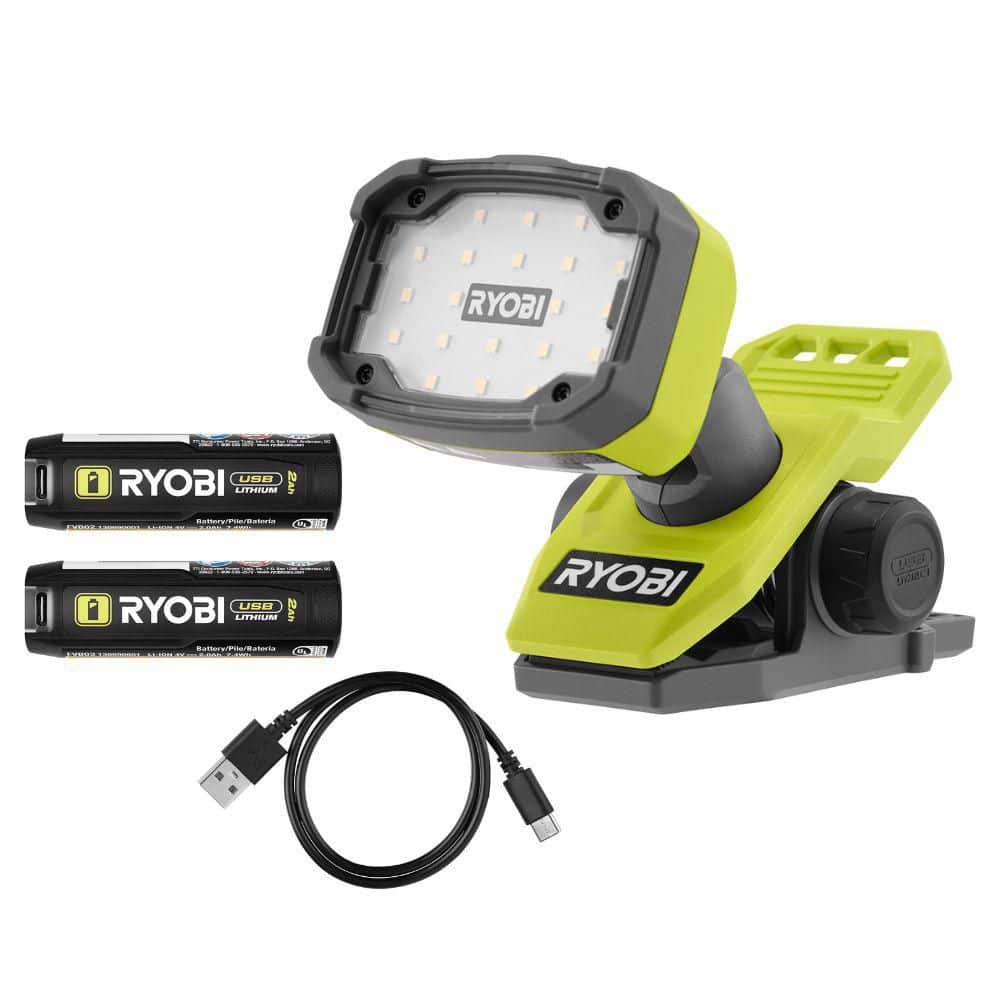 RYOBI USB Lithium Magnetic Clamp Light Kit w/ 2.0 Ah Battery, Charging ...