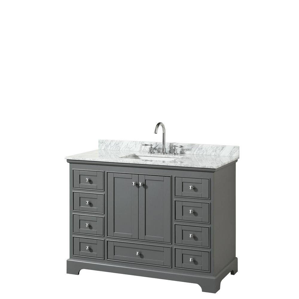 Wyndham Collection Deborah 48 in. W x 22 in. D Vanity in Dark Gray with ...