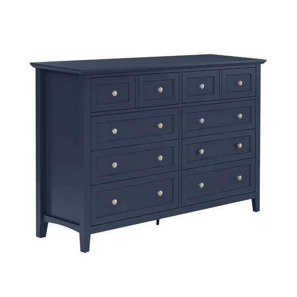 Benjara Blue and Nickel 8-Drawers 60 in. Dresser Without Mirror ...