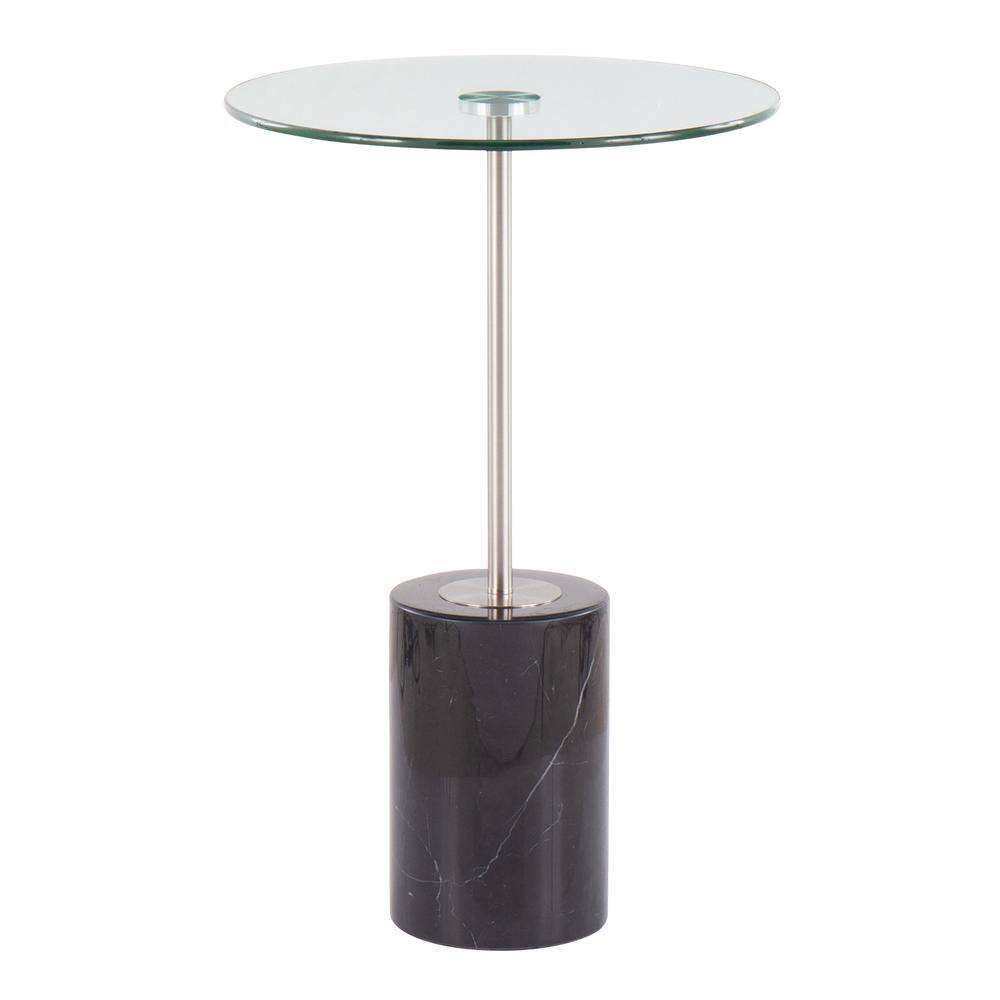 Lumisource Symbol 16 in. Clear Glass, Nickel Metal and Black Marble ...