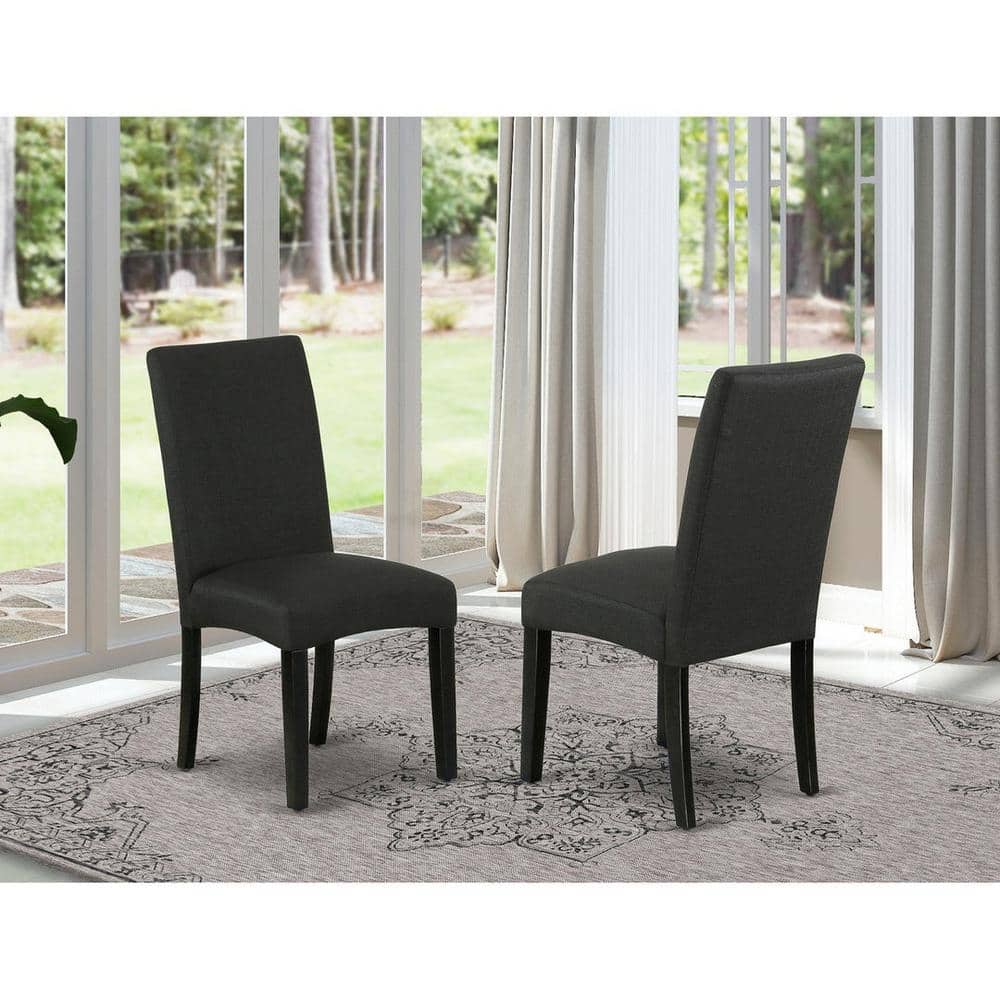 East West Furniture Black, Parson Chairs - Color Linen Fabric Padded ...