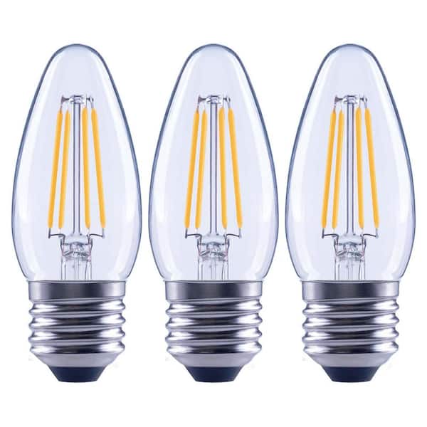 EcoSmart 60 Watt Equivalent B11 Blunt Tip Dimmable Candle Medium Base Clear Glass LED Vintage Edison Light Bulb Daylight 3 Pack FG 04191 The Home Depot