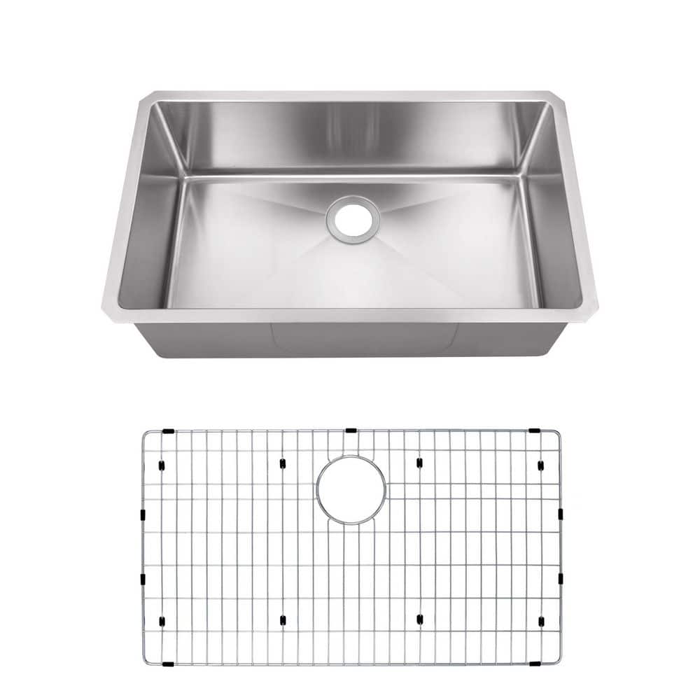 SINKDIRECT 32 in. Handmade Undermount Single Bowl 16-Gauge Small Radius ...