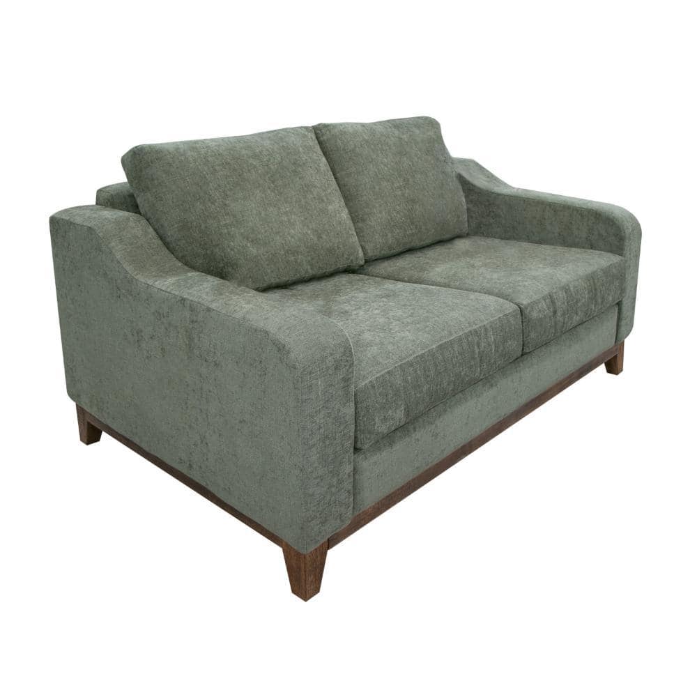 Benjara 38.5 in. Olive Green and Brown Polyester 2-Seater Loveseat ...