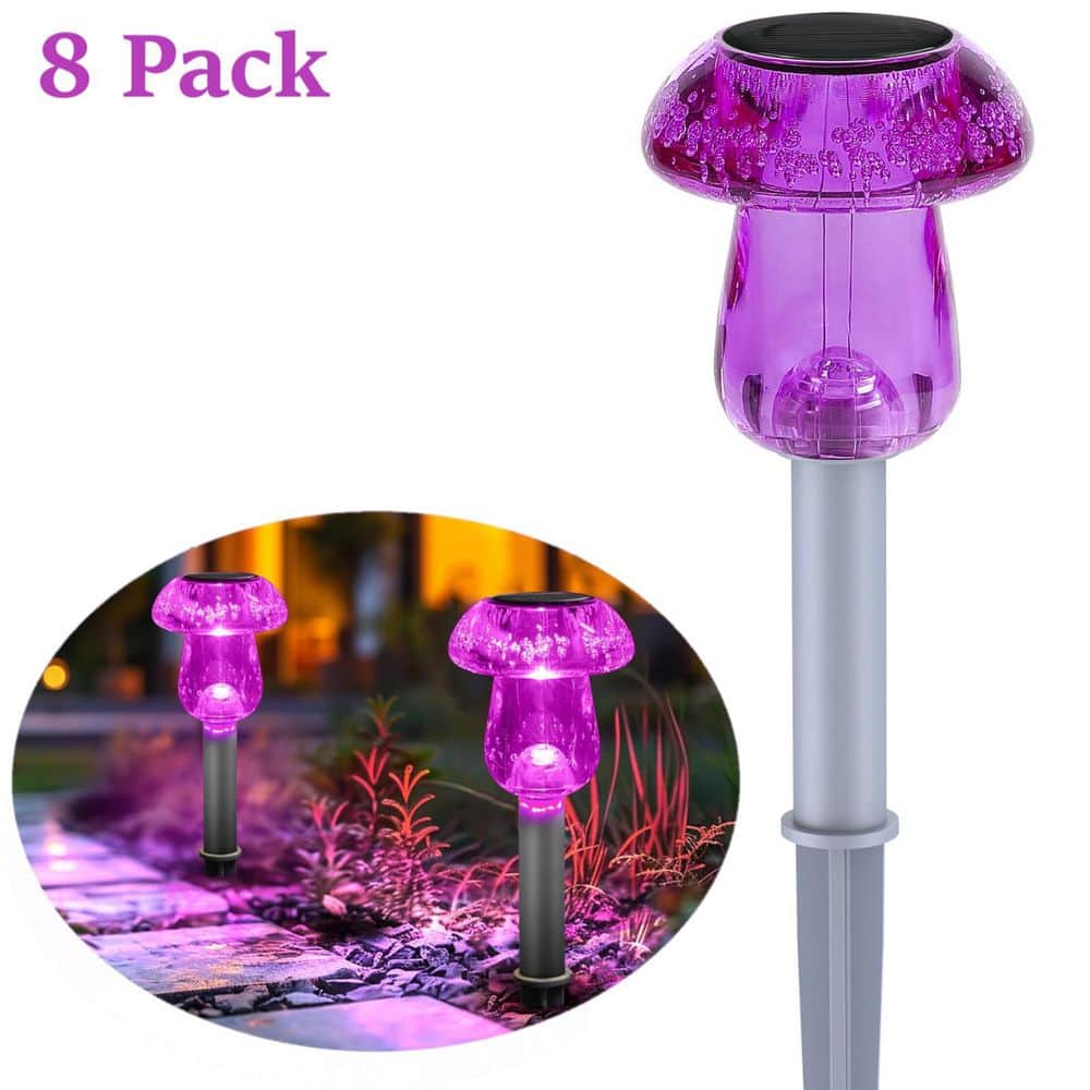 FAWEY TRED INC 8 Pack Purple Solar Pathway Lights Outdoor, Decorative ...
