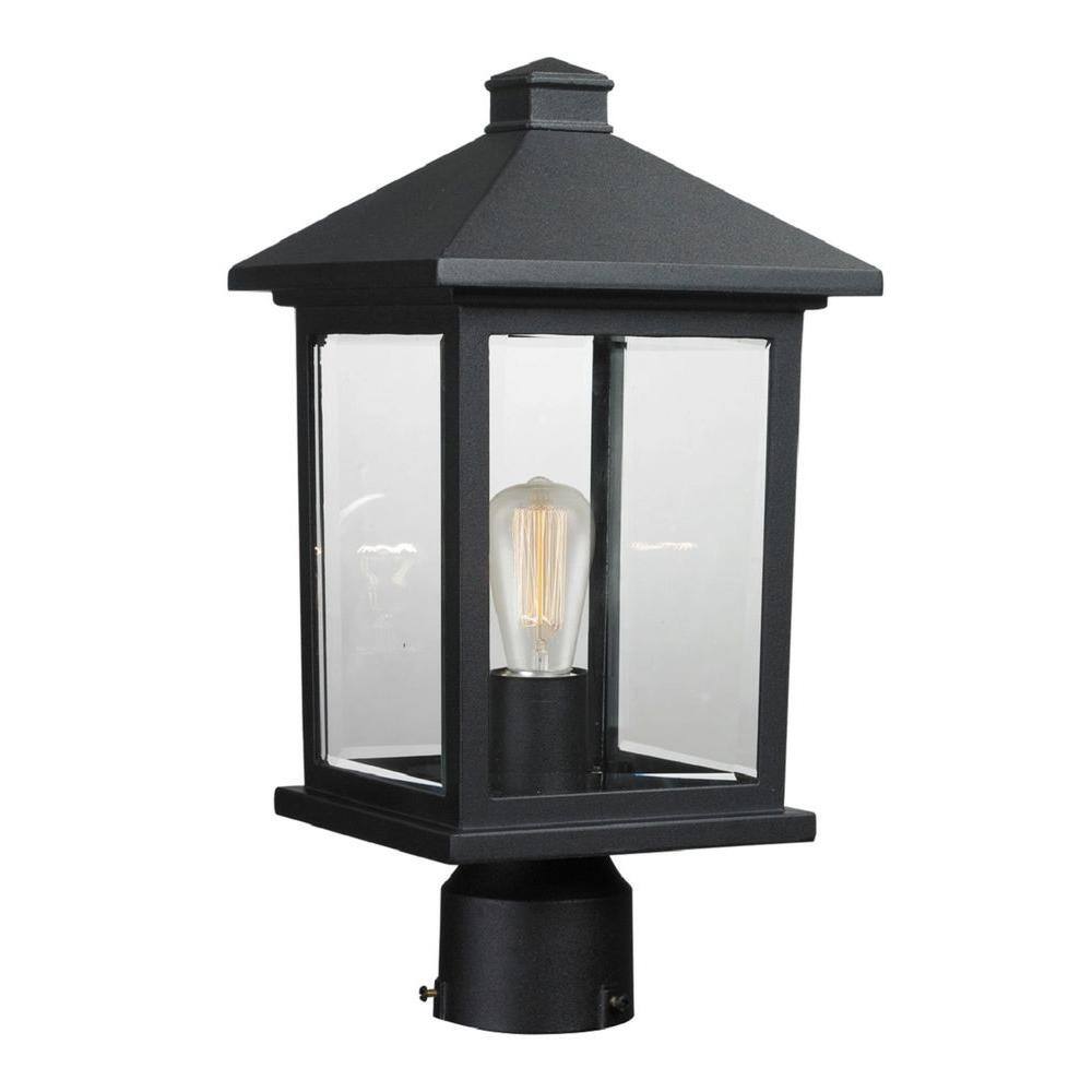 Portland 1-Light Black 16 in. Aluminum Hardwired Outdoor Weather ...