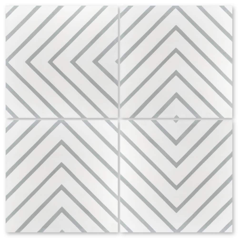 Villa Lagoon Tile Labyrinth A Misty Gray 8 in. x 8 in. Cement Handmade ...