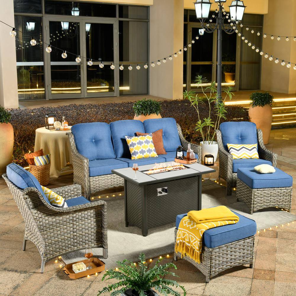 Toject Eureka 6-piece Modern Wicker Outdoor Patio Conversation Sofa ...