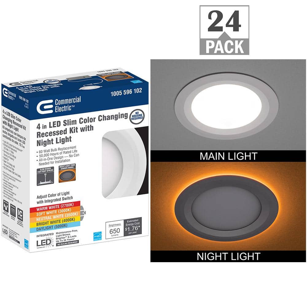 Commercial Electric 4 in. Canless Adjustable CCT Integrated LED ...
