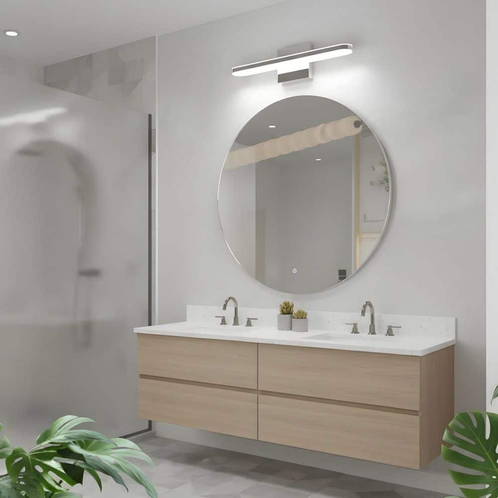 RCCFBHM 15.7 in. 1-Light Chrome LED Bathroom Vanity Light Strip with ...