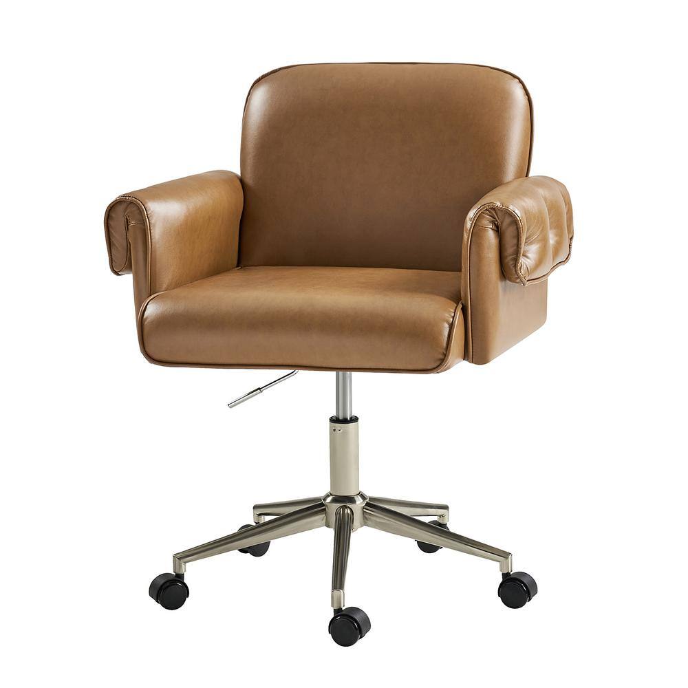 JAYDEN CREATION Gus Faux Leather Swivel Ergonomic Task Chair in Camel ...